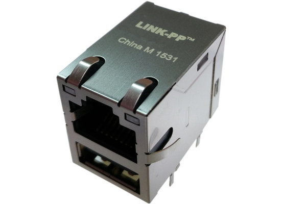 0821-1B1T-43-F RJ45 USB Connector Conn Magjack 2Port 1000 Base-T Shielded