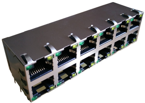 1840235-1 Stacked POE RJ45 Connector 2x6 10/100 POE Circuit W / Leds 1-1840235-4
