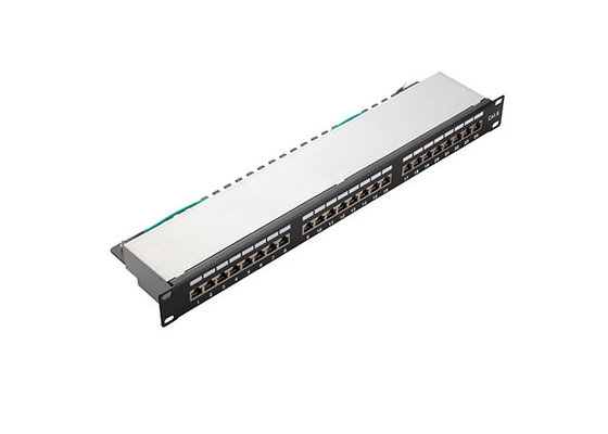 Cat5e Shielded Patch Panel, 24 Port RJ45, 19" Rack Mount Copper Patch Panel