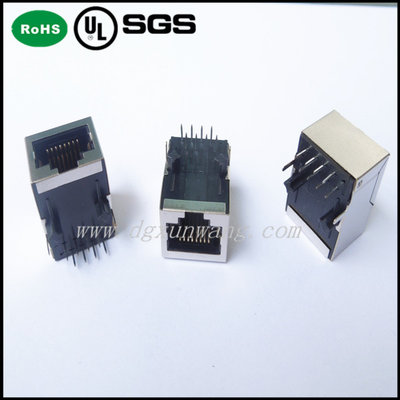 Single Port RJ45 Connector with Integrated Magnetics