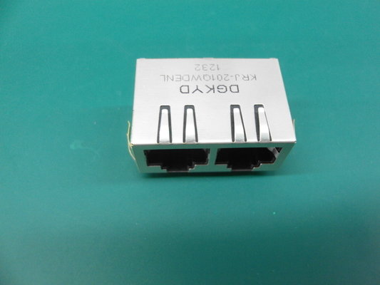 2 Port PCB IP Phone RJ45 Connectors With Metal Shell 10 / 100 / 1000Base-T KRJ-201QWDENL