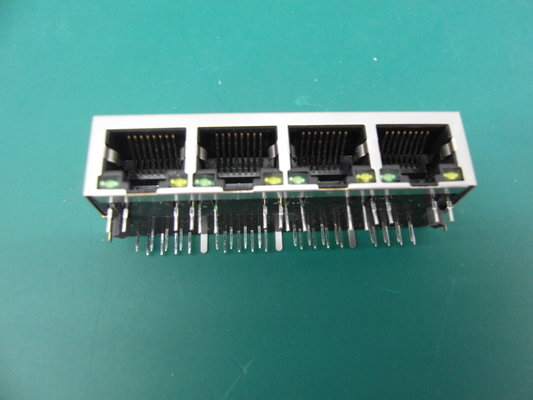 100Base-T 1 X 4 Multi 4 Port Modular Jack RJ45 With LED Integrated Magnetics