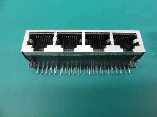 Side Entry PC Board 4 Port RJ45 Multi Pin Connectors 1000M KRJ-401QWNL