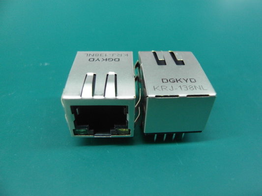 IEEE Communication Cat 6 RJ45 Connector With LED Vertical 1 X 1 Single Port