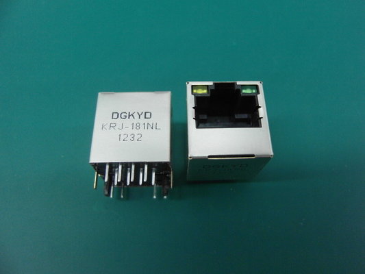 HY951180A USB HUB 8 Pin Modular Jack RJ45 Connector With LED 180 Degree Tab-Up