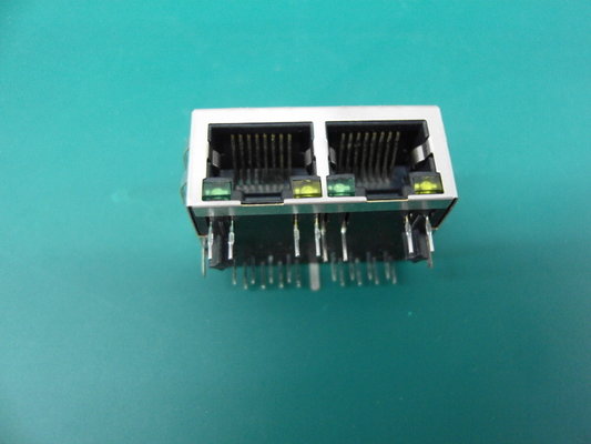 Multi 8 Pin Right Angle RJ 45 Connector With LED Dual Port KRJ-201DNL