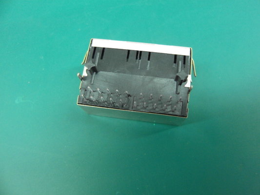 1 X 2 Port Lan 1000M 10 Pin RJ45 Connector With Internal Magnetics Tab-Down