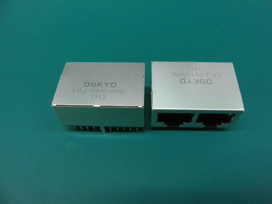 10 / 100 / 1000Base-T 10P8C POE RJ45 90 Degree Connector 1 X 2 Port IEEE 802.3 Custom
