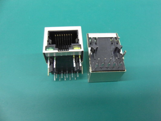 LED 1 X 1 Port 10 Pin Shielded RJ45 Connectors For Fiber Optics Tab-Down