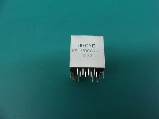 Metal Shielded Modular PCB RJ45 Jack 180 Degree , Top Entry Tab-Up OEM KRJ-180CGYNL