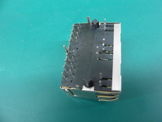 1 X 2 Port 90 Degree Connector Jack RJ45 Integrated Magnetics Shielded
