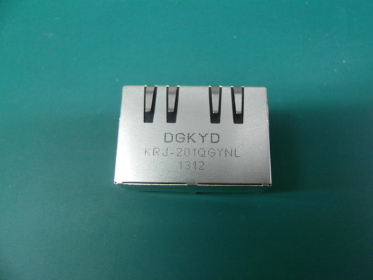 1000M 2 Port RJ45 Modular Jack With Magnetics , Female Right Angle Connector 10P8C