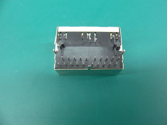 1000M 2 Port RJ45 Modular Jack With Magnetics , Female Right Angle Connector 10P8C