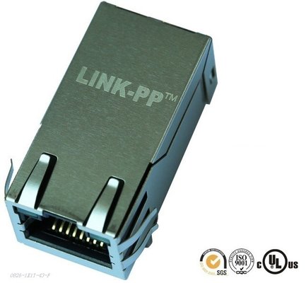 Gigabit 8 Cores Magnetic RJ45 Jack 0826-1X1T-43-F Through HoleEMI Shielded Finger