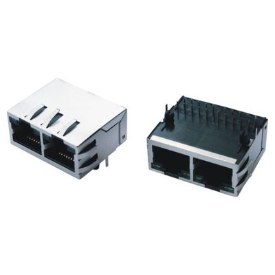 25.4mm Gigabit Internet Set-top Box RJ45 with Transformer , 1X2 2Port RJ-45 Jack Filter 50U AU