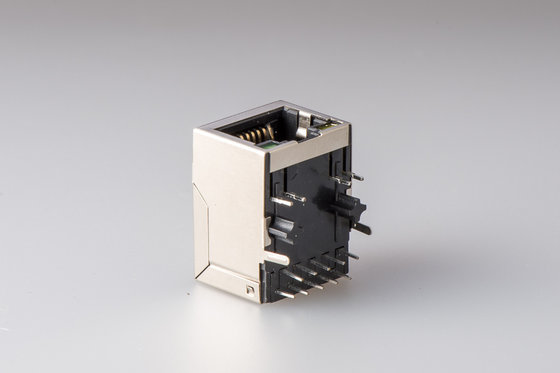 Side Enter Magnetic RJ45 Jack , rj45 With Integrated Magnetics Insert  Plating 10P 1x1 Port  With Led