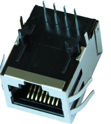 HFJ11-CMRP1ERL , POE RJ45 Connector Tab-Down Common Mode Choke Jack