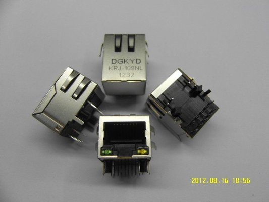 1 X1 Tab Down 90C plug with 10/100/1000BASE transformer, RJ45 Single Port connector with led