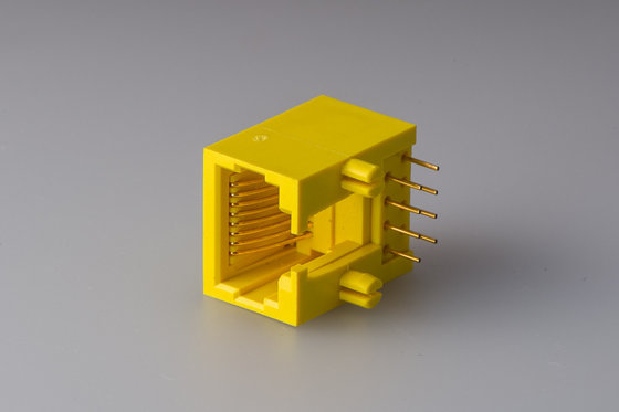 Plastic RJ45 Female Connector 8P8C , RJ45 Single Port  Modular Jack Yellow Gold Plated