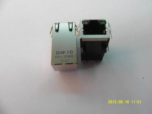 Customized Tab Up 1000M RJ45 with Transformer, 33.0mm Single Port 10 Pin Rj45 Connector with Leds