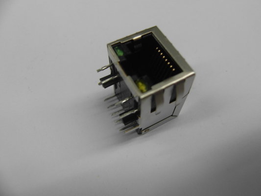 1x1 Tab Down network connector with Transformer, internal magnetics Rj45 Lan Jack with led and EMI