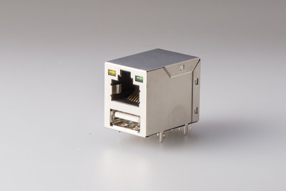 Female Modular RJ45 USB Connector ,    Panel Mount Ethernet Jack With Shield And Led
