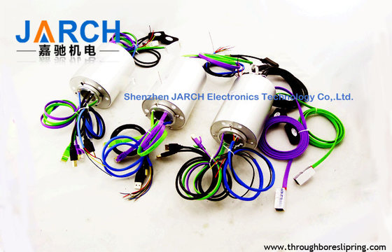 IP54 Power / signal through bore slip ring RJ45 / USB Connector