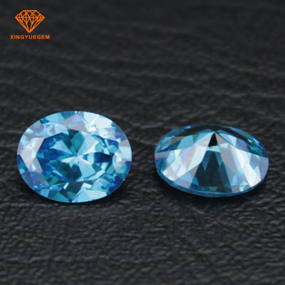 China factory manufacture 10*14mm oval auqua synthetic cubic zirconia gemstone