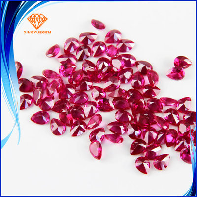 Bulk cheap wholesale excellent machine cut pear shape 5# syntheitc corundum ruby