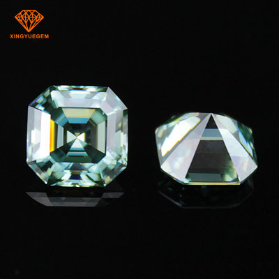Lab created 2 carat loose Gems asscher cut green color enhanced diamonds