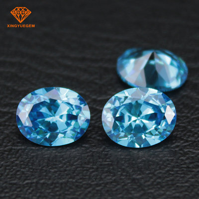 Bulk wholesale oval shape aqua blue diamond color cubic zirconia gemstones for jewelry making