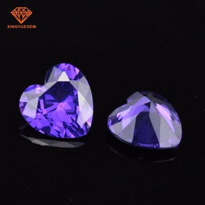 China wholesale Artificial diamond Heart cut Cubic Zirconia stones in Amethyst color