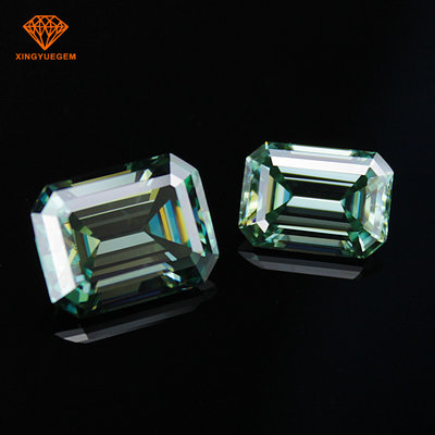China wholesale rectangle shape green moissanite precio moissanite price with excellent Emerald cut
