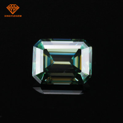 China wholesale rectangle shape green moissanite precio moissanite price with excellent Emerald cut