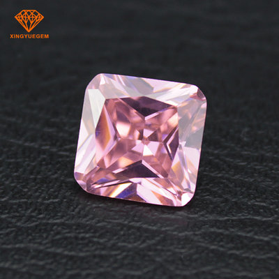 3A square shape Princess machine cut cubic zirconia with pink diamond color