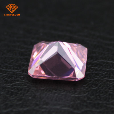3A square shape Princess machine cut cubic zirconia with pink diamond color