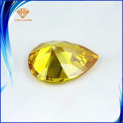 Wuzhou wholesale cubic zirconia, excellent pear cut cubic zirconia stones,yellow diamond color cz stone