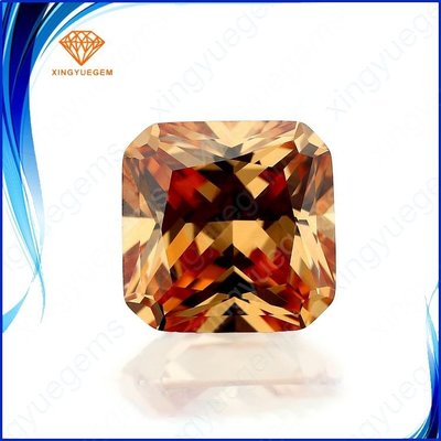 3A square shape princess European machine cut cubic zirconia with pink diamond color