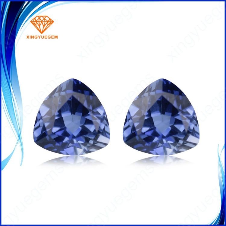 Trillion shape lab created sapphire loose stone sale for Brazil jewelry market