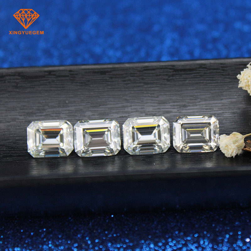Cheapest price 8mm 2CT loose gem stones GH color emerald fancy cut lab created moissanite diamonds