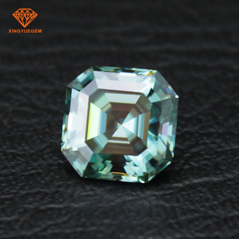 Octagon shape 1 carat 6.5*4.5mm loose gemstone asscher cut green moissanite