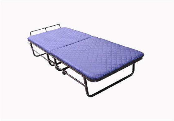 Single Metal Roll Away Portable Folding Bed with Wheels , Iron Frame and Sponge Mattress