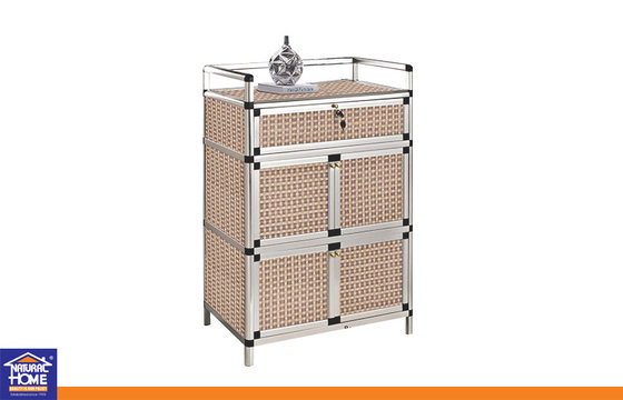 5 Doors MDF Stick Color Paper Kitchen Storage Cabinets with Aluminum Alloy Tube
