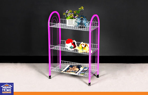Custom 3 - 5 Tiers Modern Pink Storage Shelves and Racks Space Saving  and Durable