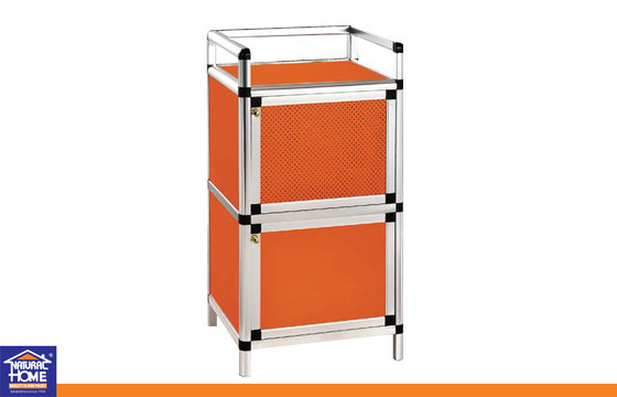 Small 2 Doors Orange Aluminum Storage Cabinets with Plastic Composite Board