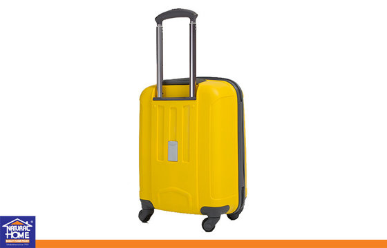 PP Plastic Yellow Lightweight School Luggage Bags , Hard Trolley Flight Suitcase with Metal Tube