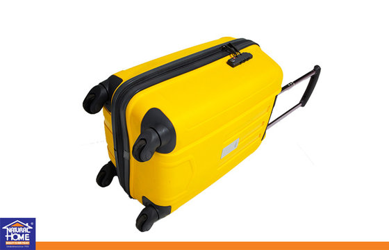 PP Plastic Yellow Lightweight School Luggage Bags , Hard Trolley Flight Suitcase with Metal Tube