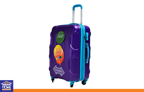 Hard Shell 4 Wheel Travel Luggage Cases , Custom Purple Lightweight Suitcases