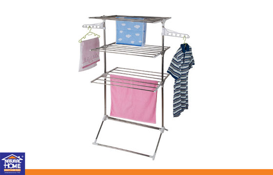Stainless Steel Folding Clothes Drying Racks , Space Saving Mobile Clothing Dryer
