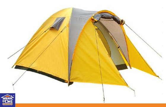 Waterproof  Triple / Double Layer Family Camping Tents Yellow or Customized Color